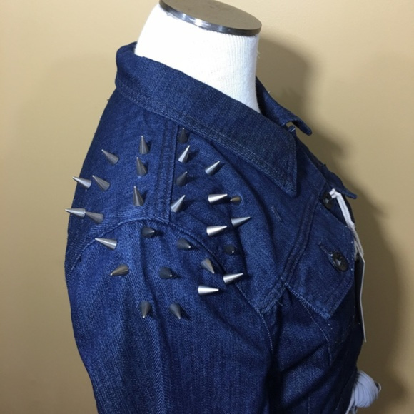 Special A Jeans | Jackets & Coats | Nwt Denim Studded Spiked Shoulder ...